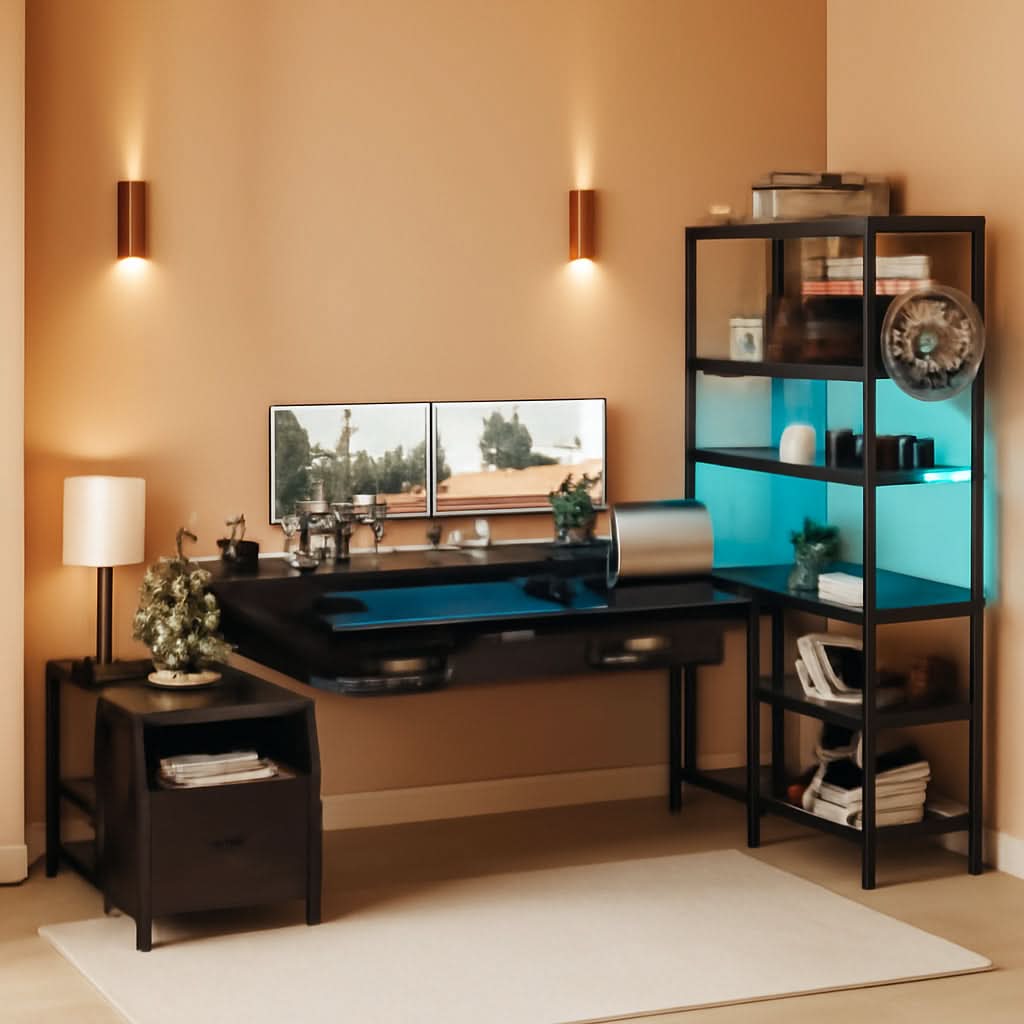 79 Inch L Shaped Desk With File Drawers Reversible Black — ShipItFurniture