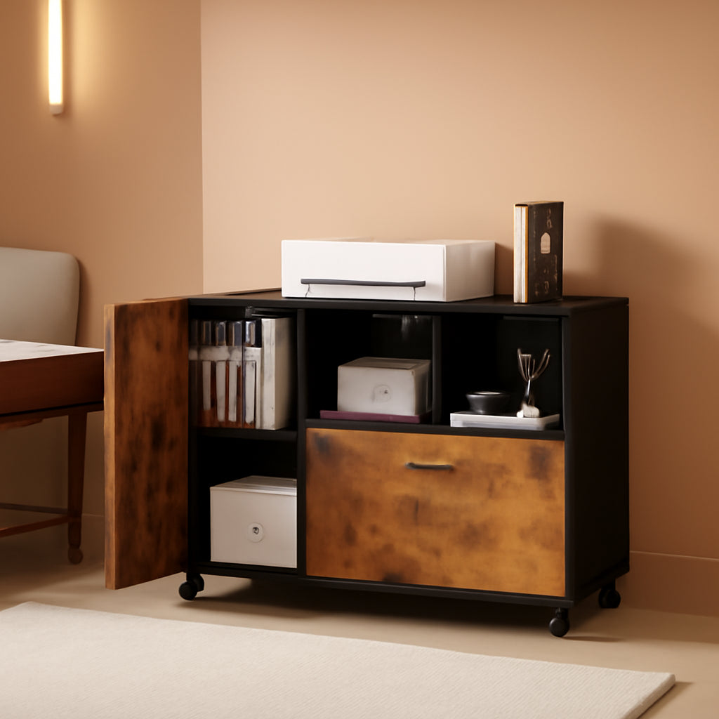 Locking Lateral File Cabinet with Printer Stand — ShipItFurniture