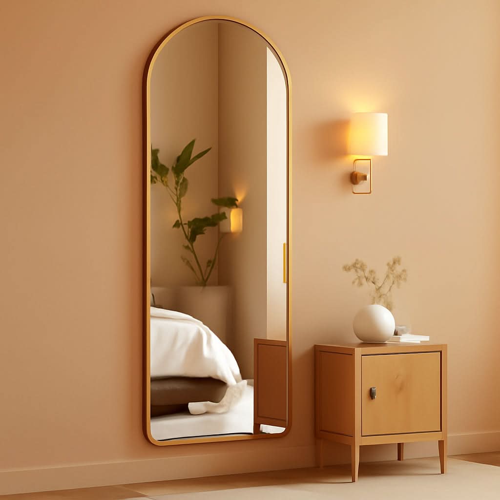 Gold Full Length Door Mirror 16x50 Inches Arched Over the Door ...