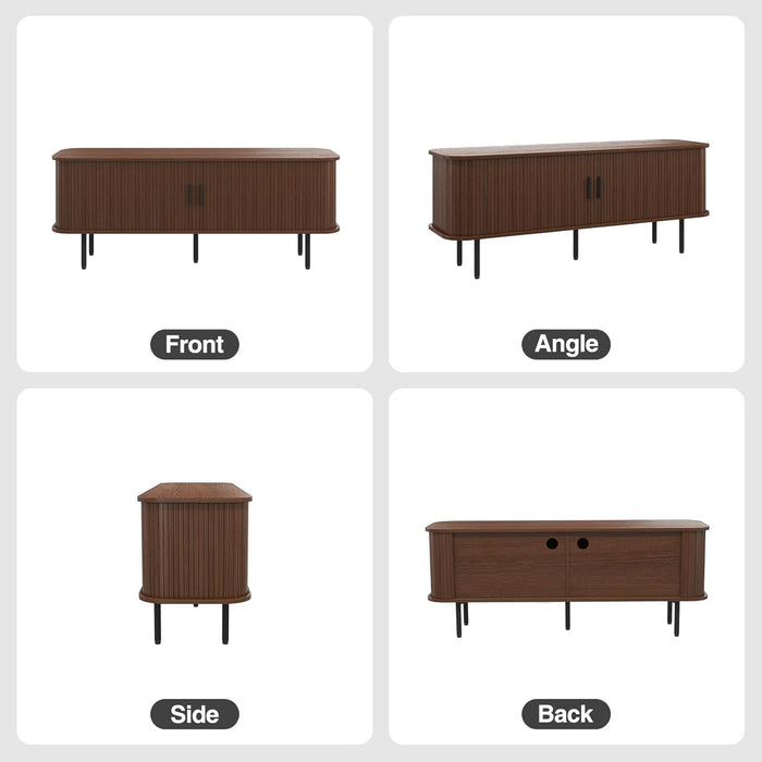 Walnut 55 Inch TV Stand Modern Console Center — ShipItFurniture