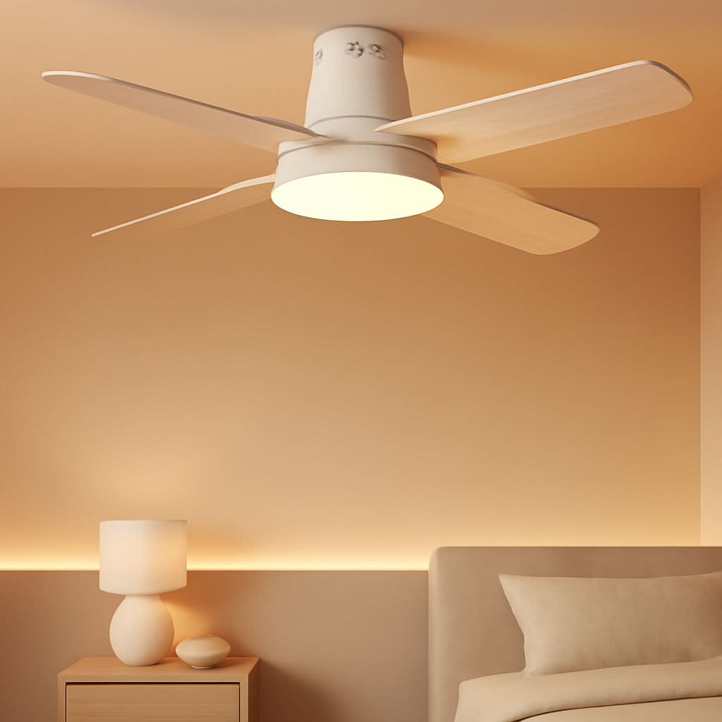 44 Inch White Smart Ceiling Fan With Dimmable LED Light And Remote ...