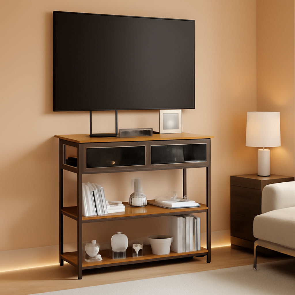 Charging Console Table with Storage Shelves — ShipItFurniture