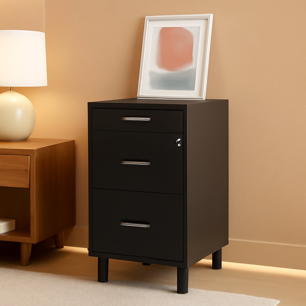 Locking 3-Drawer Steel File Cabinet — ShipItFurniture