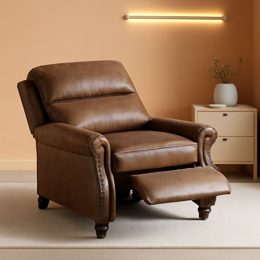 Pushback Recliner Chair with Rivet Detail — ShipItFurniture