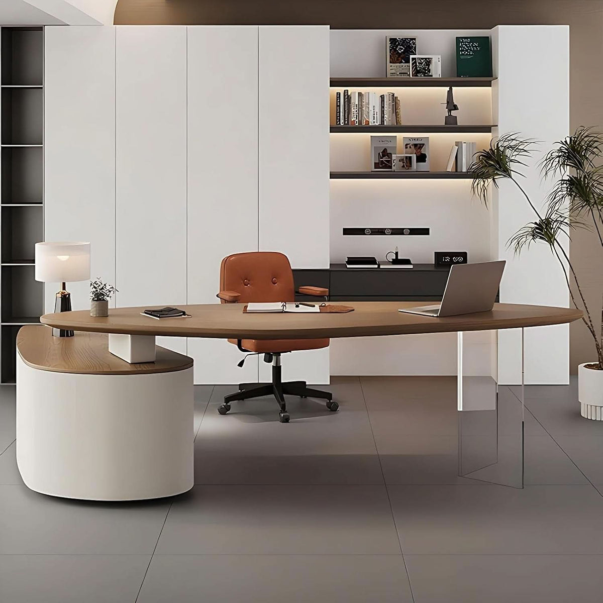 Solid Wood L Shape Desk With Integrated Side Cabinet 56In — ShipItFurniture