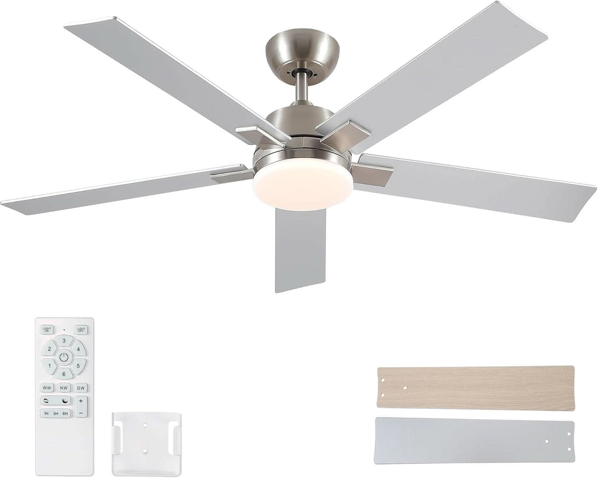 52 Inch Brushed Nickel Ceiling Fan With Remote — ShipItFurniture
