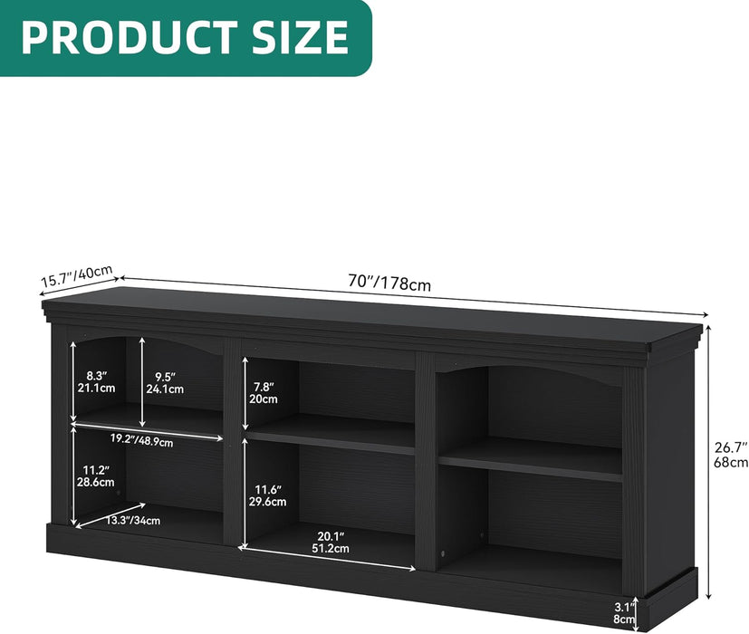 Black Farmhouse Television Stand With Cord Management — ShipItFurniture