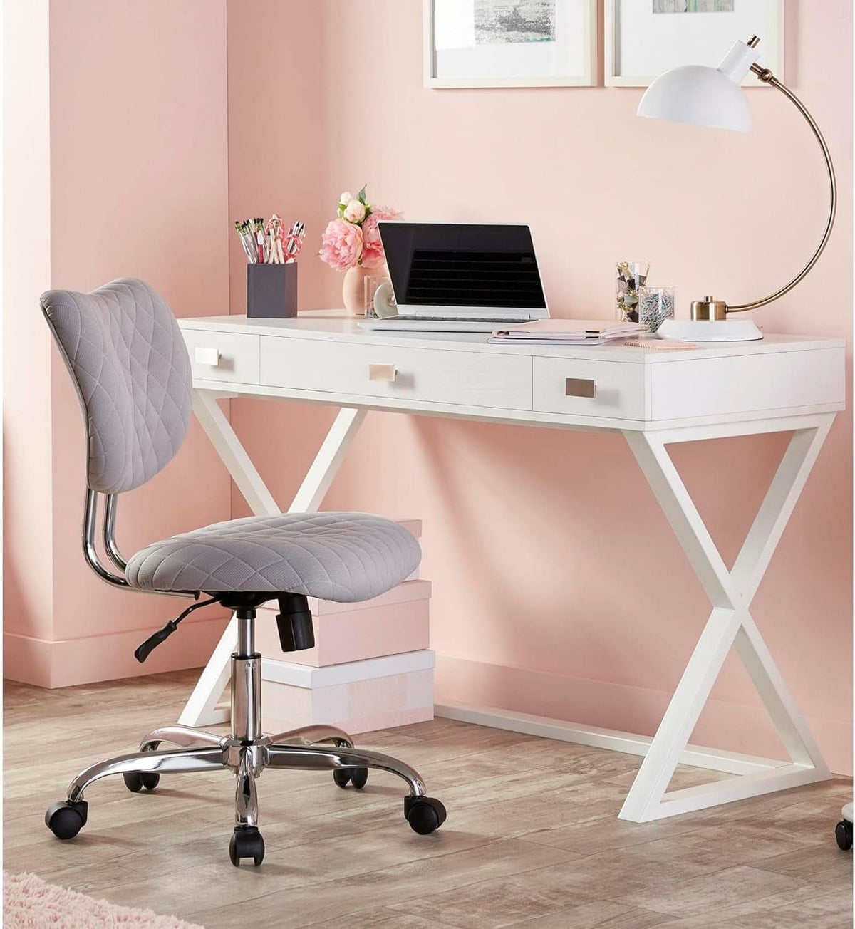 Compact White Writing Desk for Small Spaces and Creativity ...