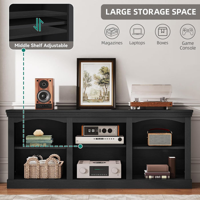 Black Farmhouse Television Stand With Cord Management — ShipItFurniture