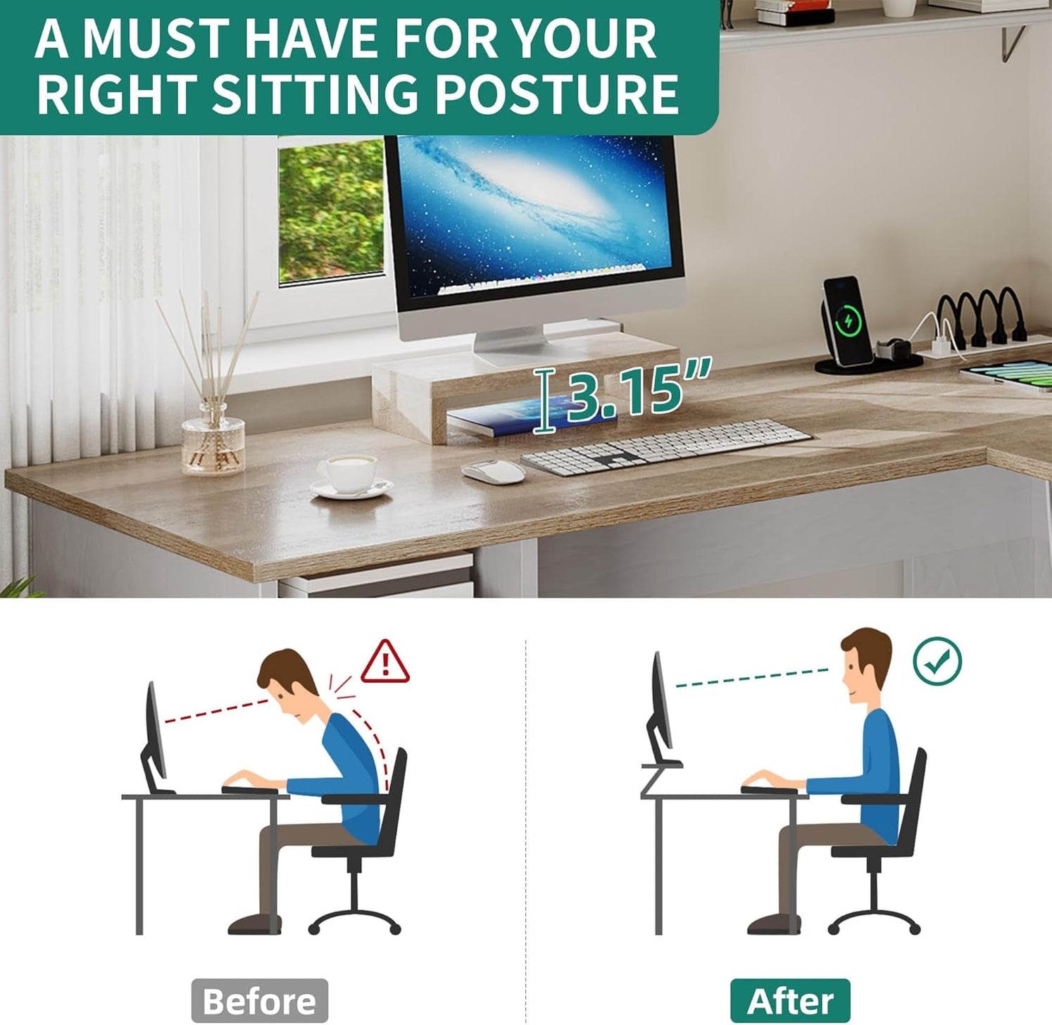 L Shaped Desk with Power Outlets, 60 Inch Computer Desk Corner Desk wi ...