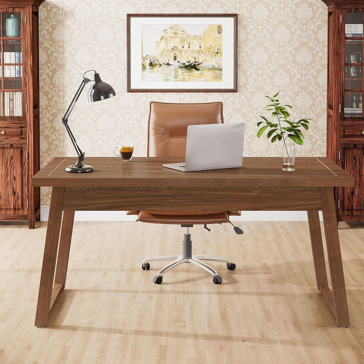 Mid-Century Modern Wooden Desk with Drawer and Stability — ShipItFurniture