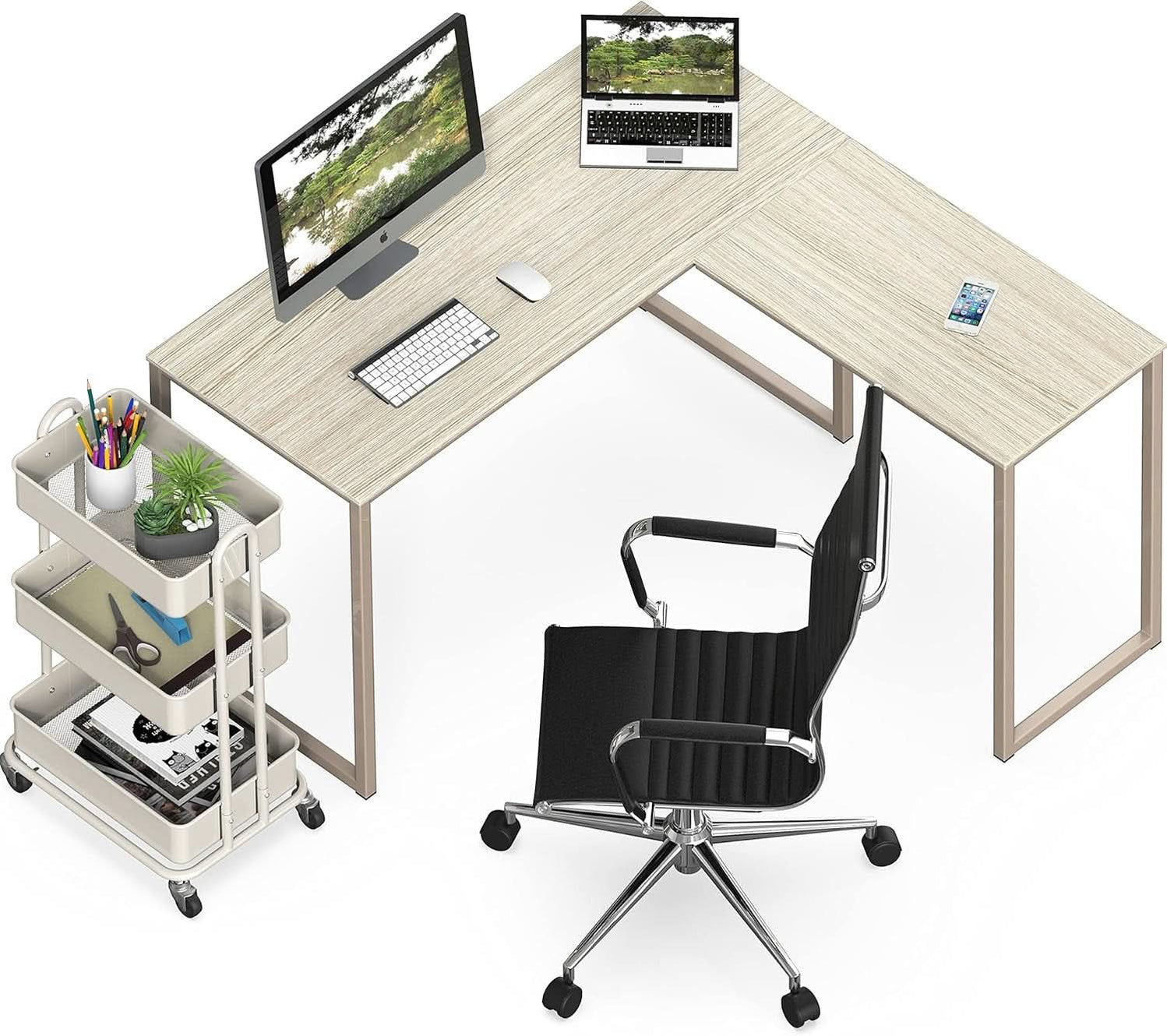 L Shaped Desk 48 X 48 Inches Maple Finish Home Office Desk ...
